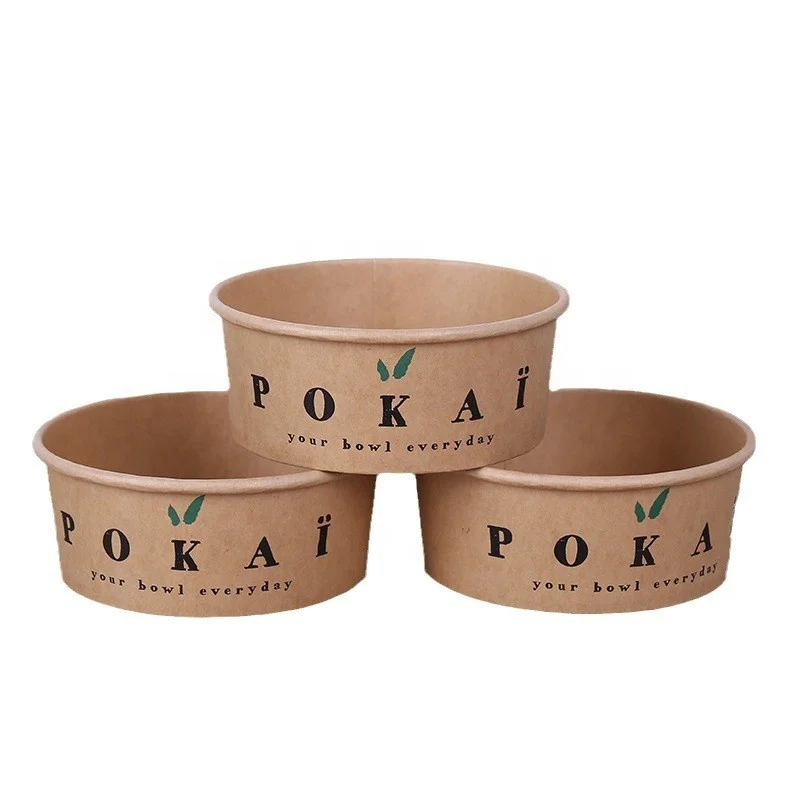 750ml Eco-friendly Disposable Kraft Paper Salad Fruit Soup Bowl paper ...