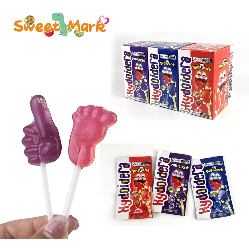 Colorful Big Foot Shape Fruit Flavor Lollipops With Popping Candy - Buy ...