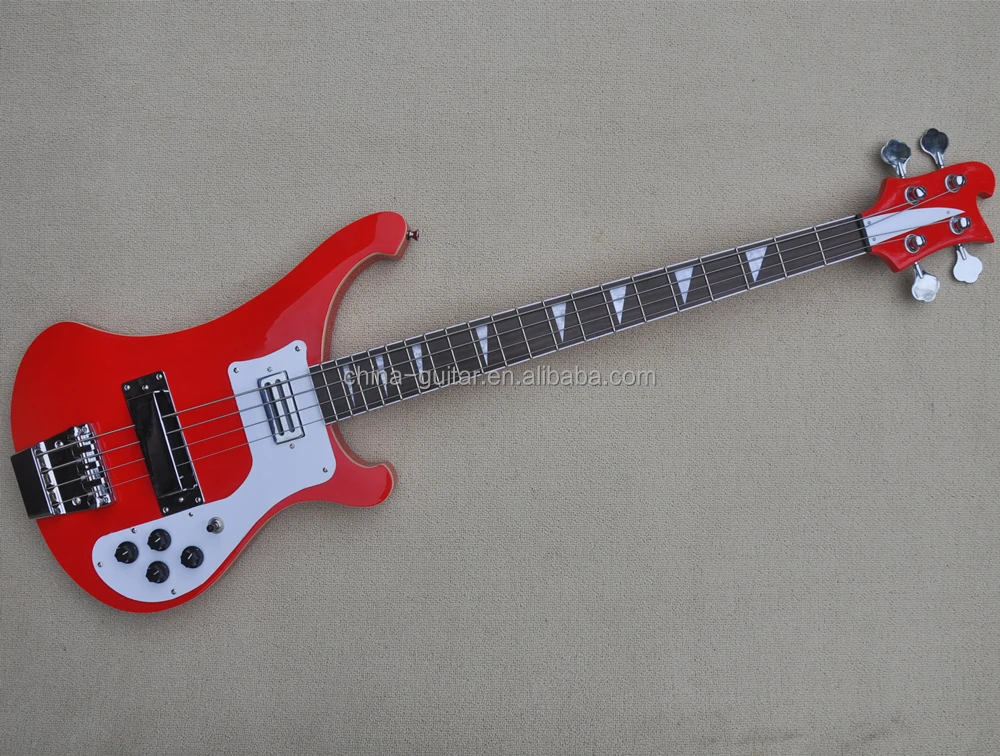 Huiyuan Factory Custom Glossy Red Electric Bass Guitar With Chrome ...