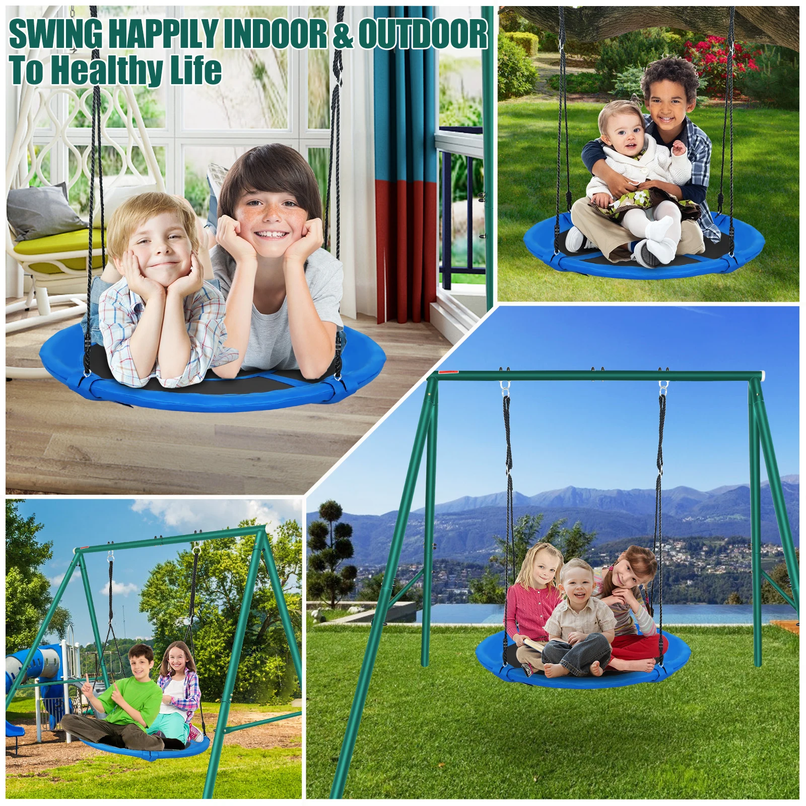 40 Inch Saucer Tree Swing Flying,700 Pounds Children's Backyard Metal ...