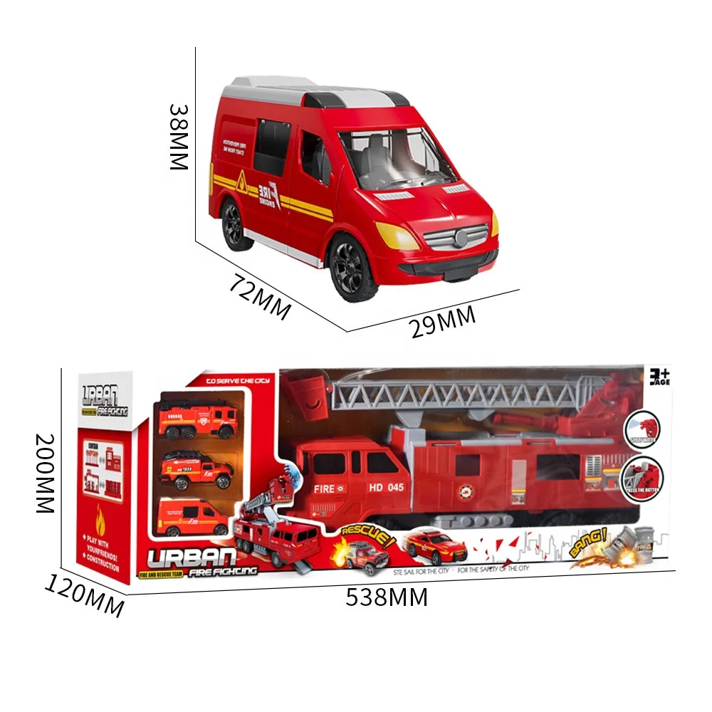 Huiye Die-cast Emergency Fire Rescue Vehicle Transport Car Toy Set ...
