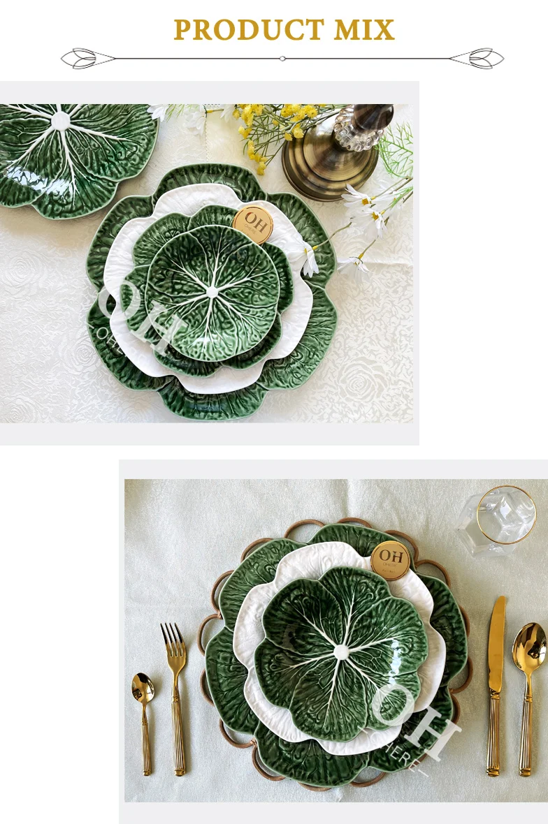Vintage Green Ceramic Cabbage Charger Plate 13-inch Under Plate Dish ...