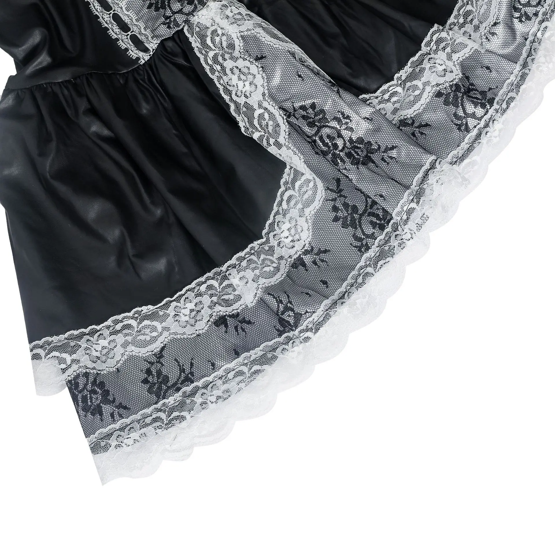 BAIGE Halloween Cosplay Layering Sexy Lace Black Maid Cosplay Bow ...
