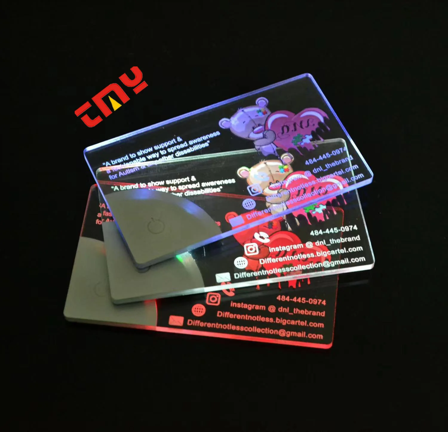 Luxury Customized Acrylic Glow Thank You Card Laser Printing