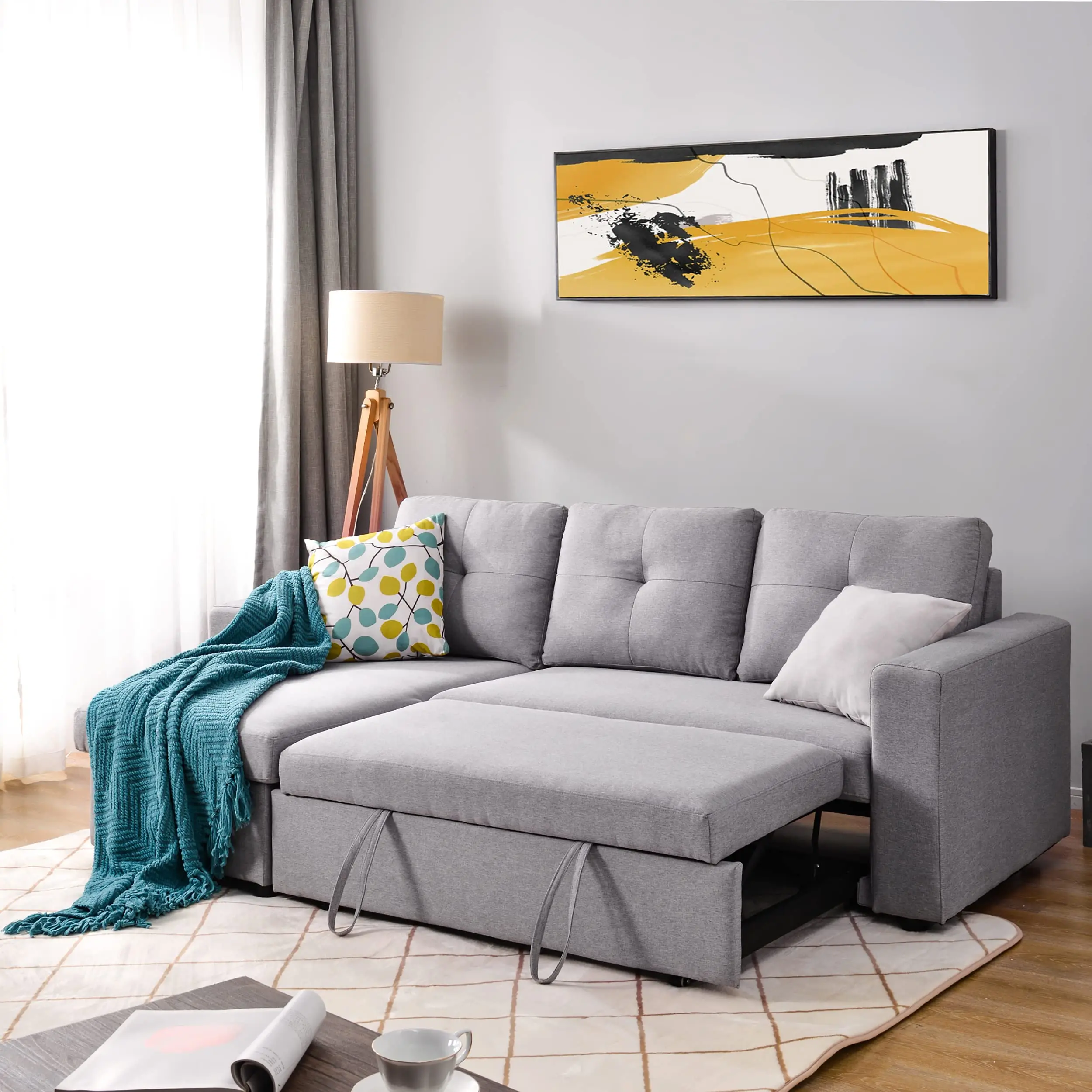 Modern American Small Spaces L Shape Fabric Living Room Corner Sofas ...