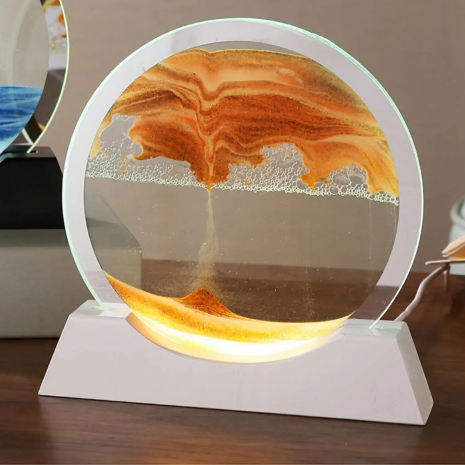 Moving Sand Art Liquid Motion With Light DIY Kit, Round Glass 3D Deep ...