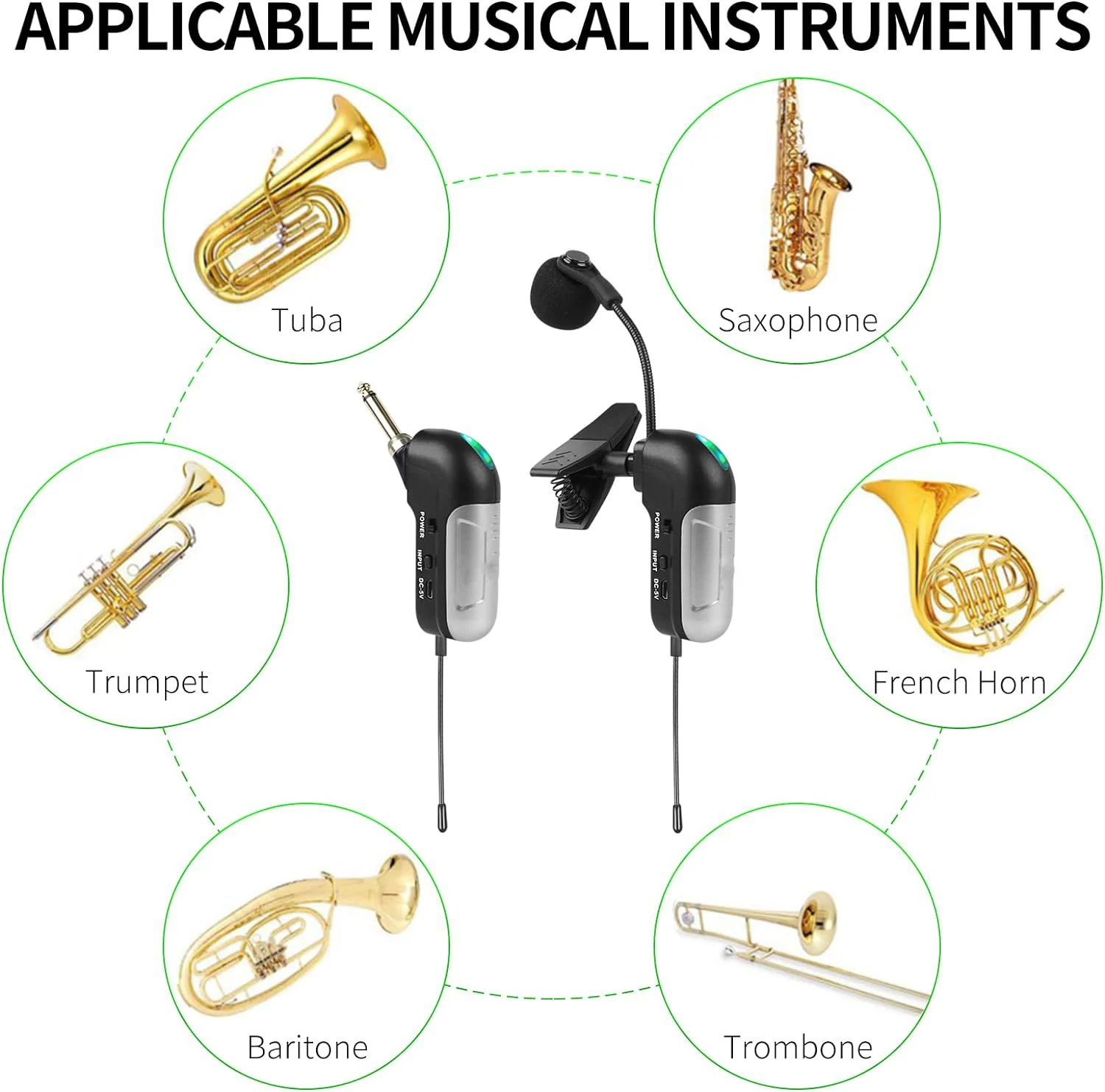 Gpub Kx821 Wireless Saxophone Microphone System Clip-on Instrument ...