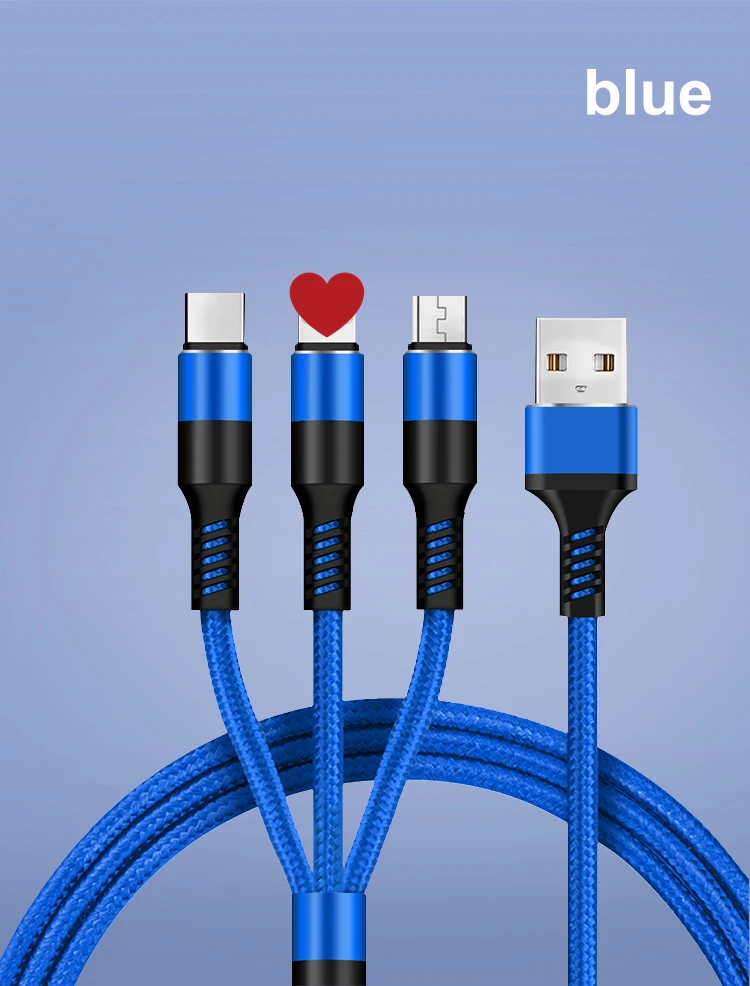 10ft 3 In 1 Usb Charging Cable Multi Phone Charger Cord For Multiple ...