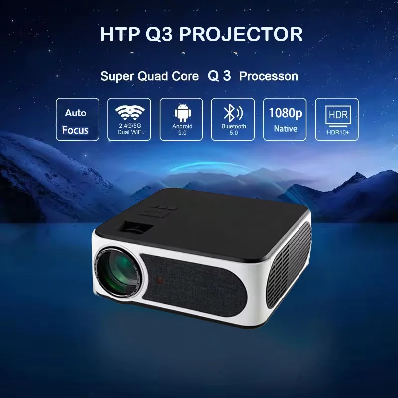 HTP Q3 Portable Mini Projector Full HD 1080p Auto Focus High Brightness ...