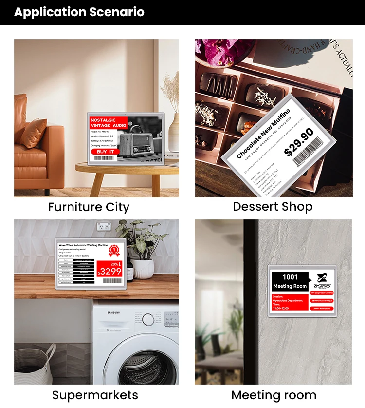 Zhsunyco 13.3 Inch Large Size Electronic Shelf Label 2.4Ghz ESL System ...