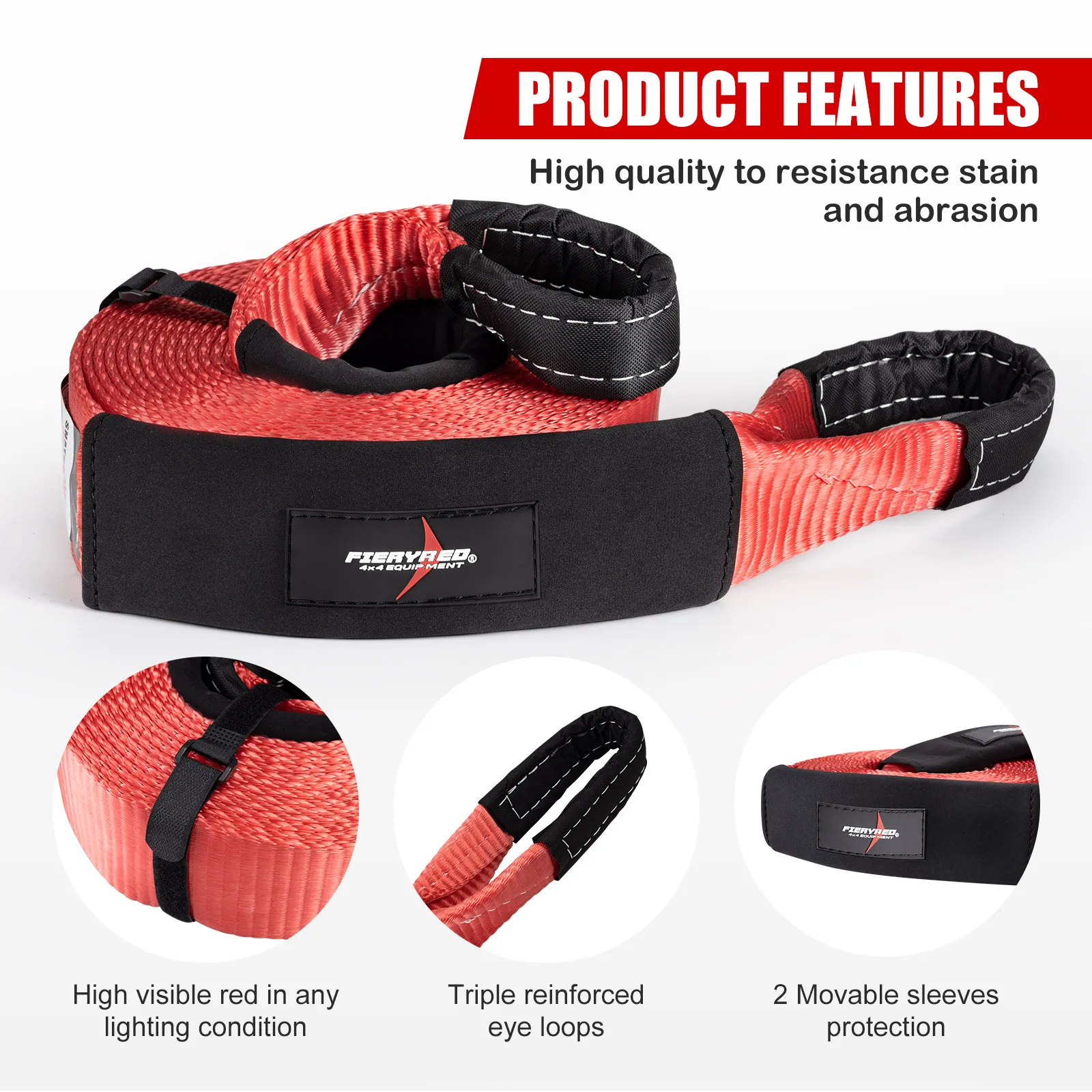 Fieryred 4 Inch 9m 46500lbs 4x4 4wd Strong Polyester Recovery Tow ...