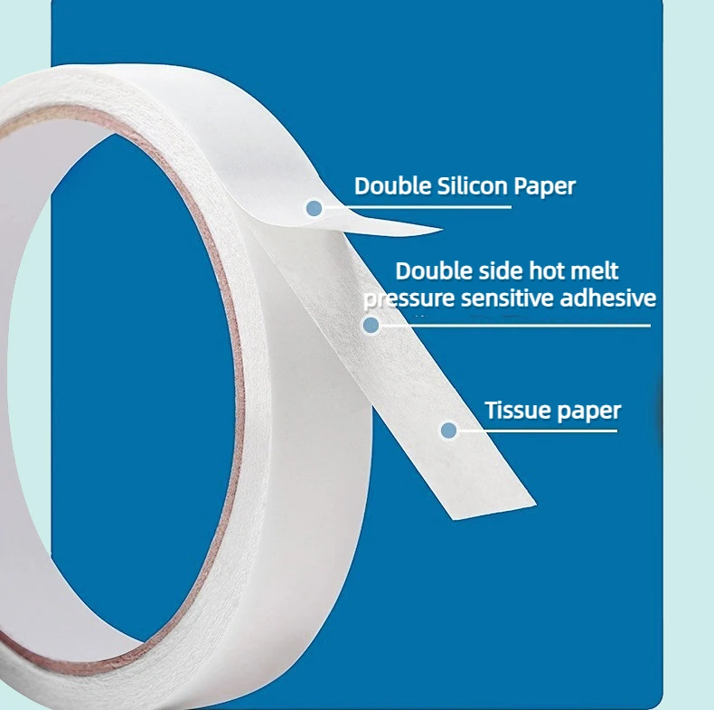 Good Adhesion Solvent Acrylic Adhesive Two Side Tissue Paper Tape 9448a ...