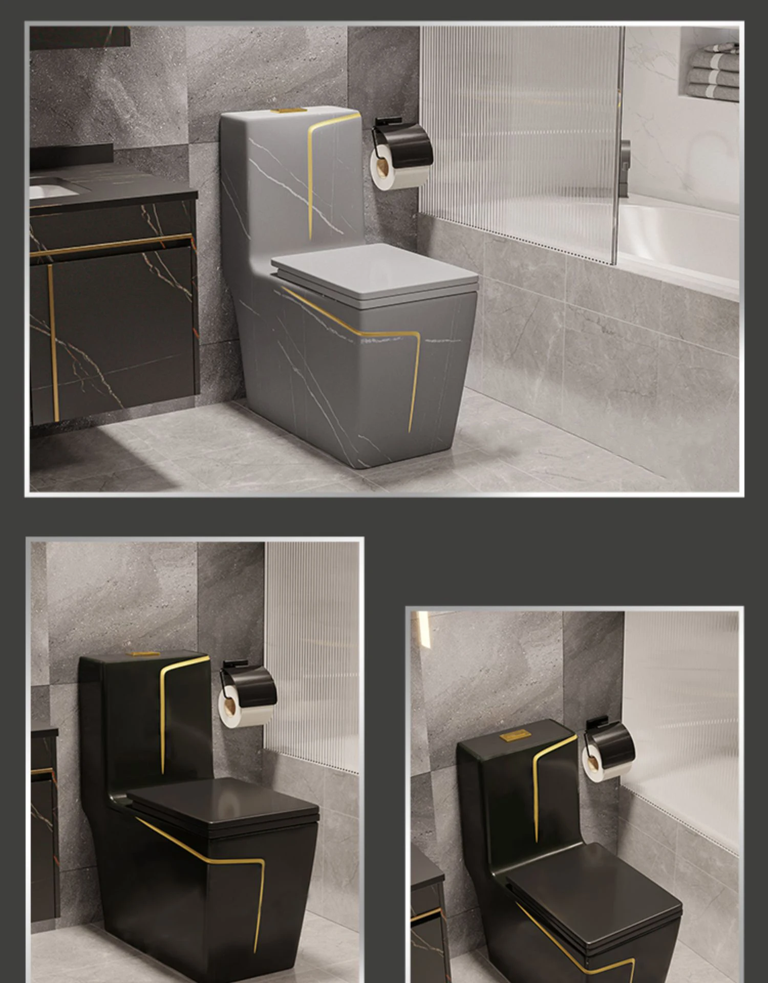 Luxury Gold Rim Black Colored Toilets Bowl Ceramic Sanitary Ware Water ...