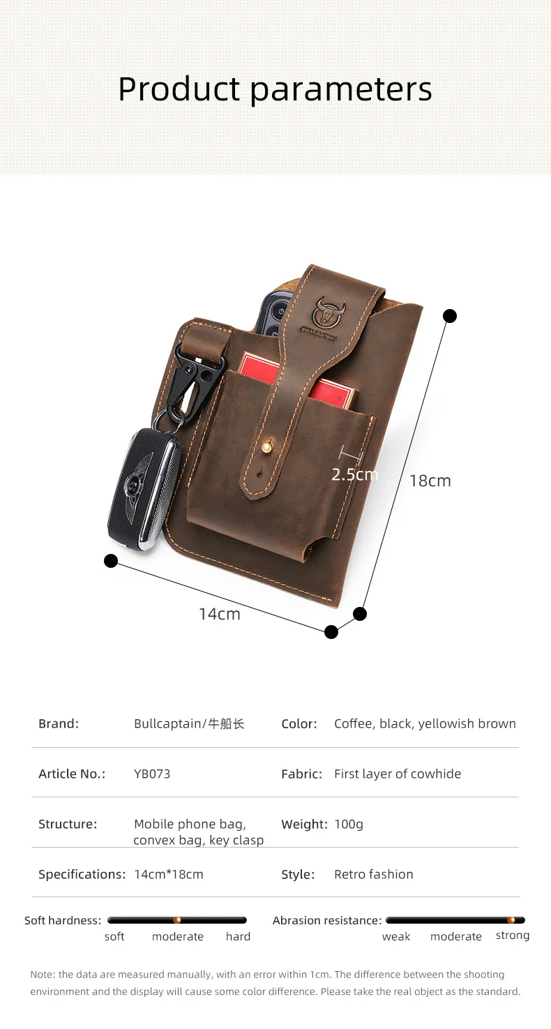 Bullcaptain Crazy Horse Leather Crossbody Bag Casual Card Holder ...