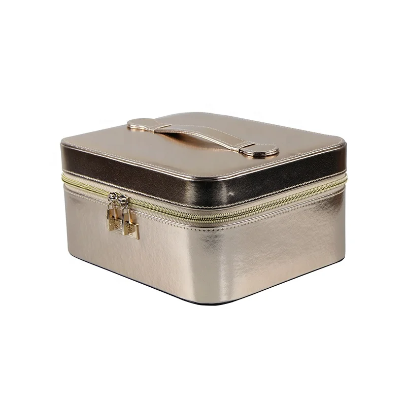 Luxury Custom Pu Leather Cosmetic Makeup Box With Mirror - Buy Pu ...