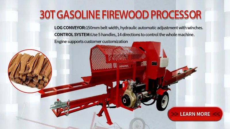 24hp Log Splitter Hydraulic Gasoline Firewood Processor 30t 350mm ...