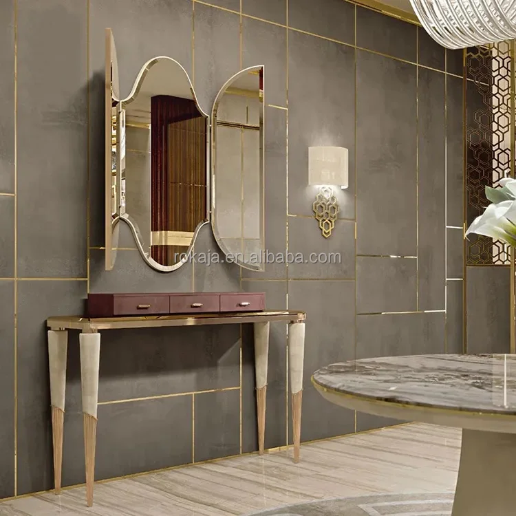 Modern Italian Gold Marble Top Console Table Luxury Jewelry Box Drawer ...