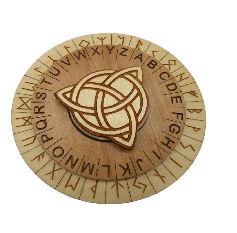 Wooden Laser Engraved Runes Cipher Decoder Disk Escape Room Cipher ...