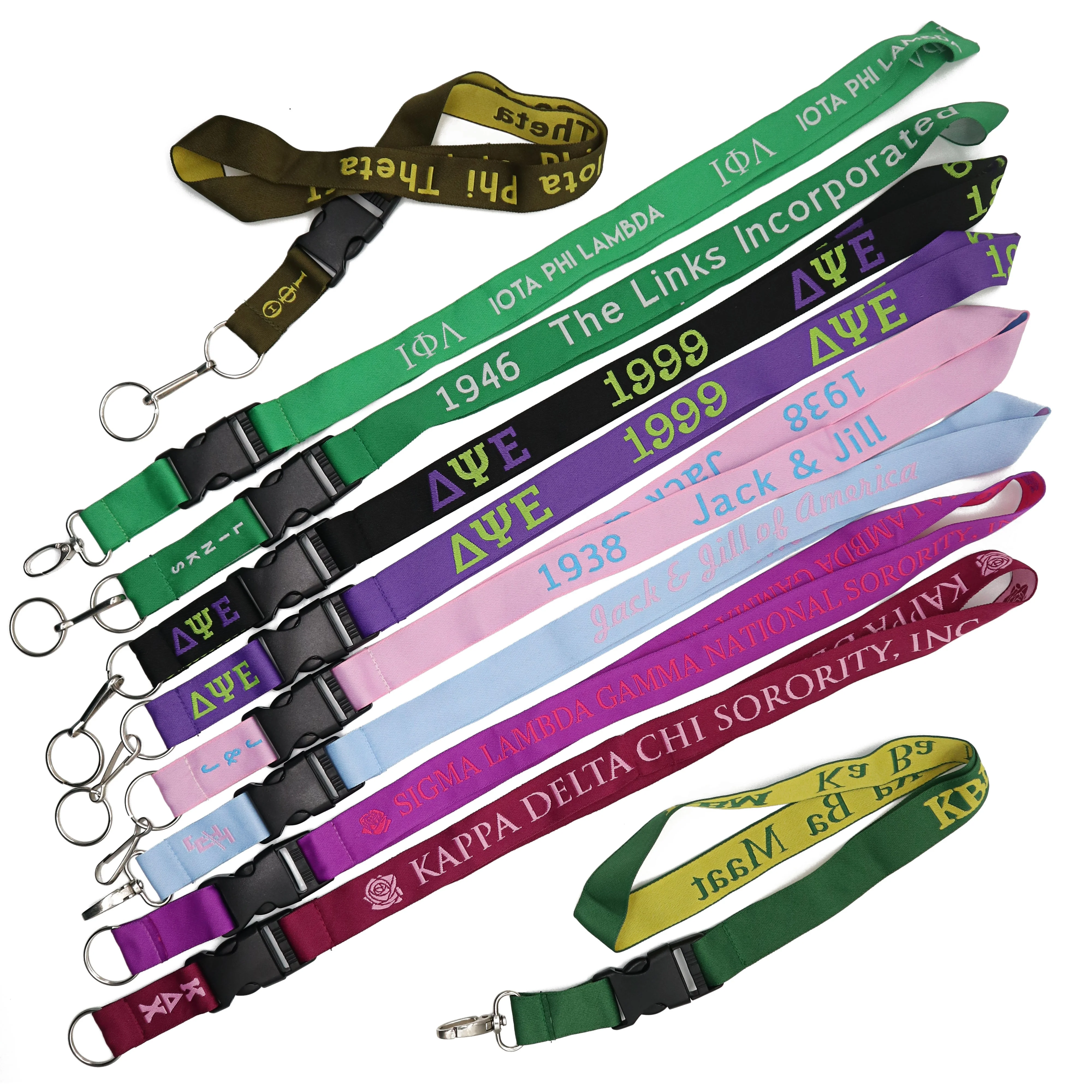 Purple Greek Letters Woven Lanyards Custom Logo Lanyard With Id Card ...