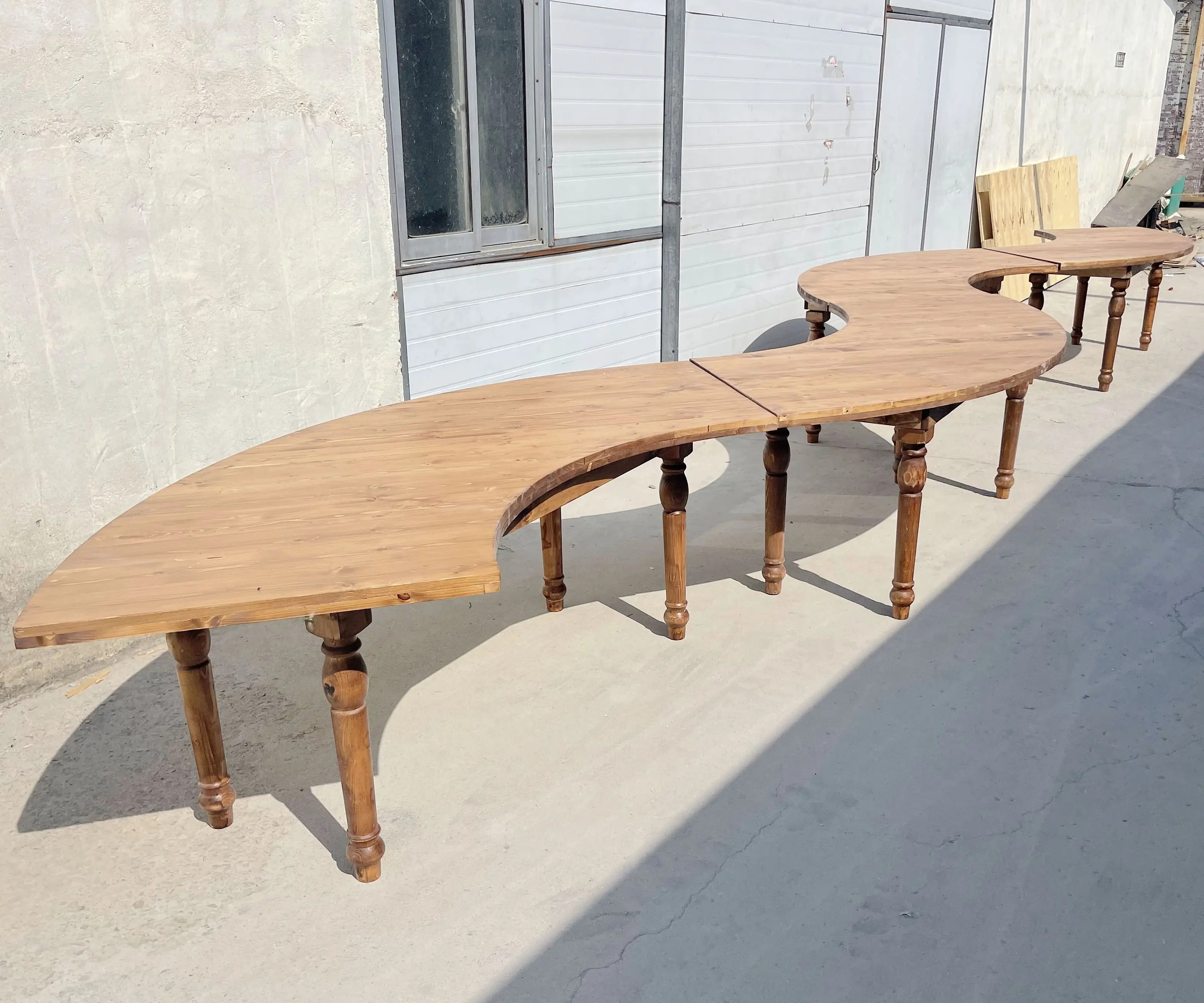 Garden Curved Wooden Tables - Perfect for Outdoor Events