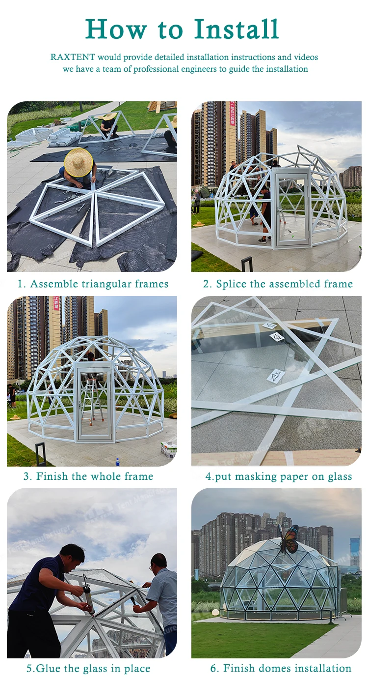 Geodesic Glass Dome Tent Kit for Luxury Glamping Resorts - Durable ...