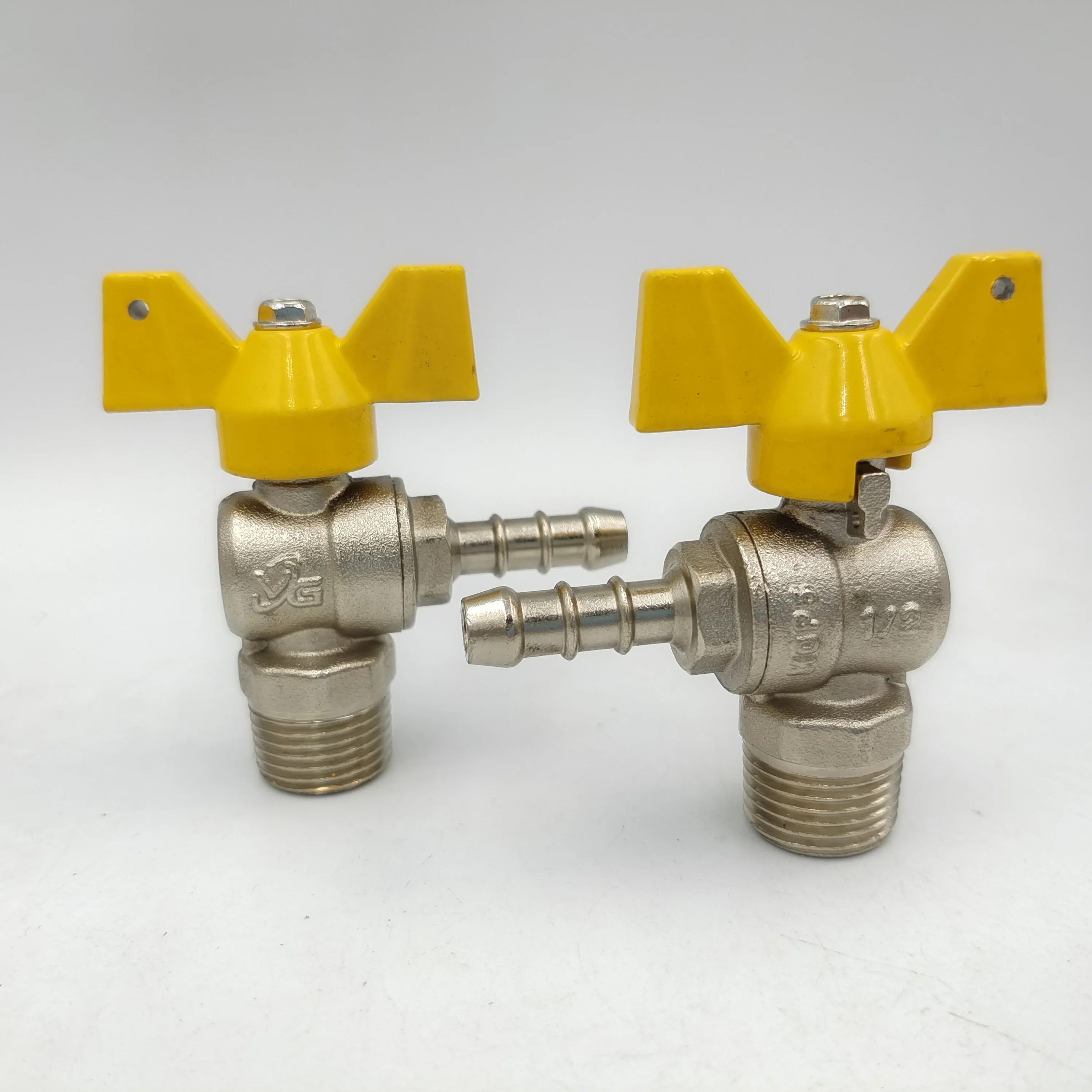 90 Degree Brass Barbed Gas Valve for LPG - 1/2 Inch
