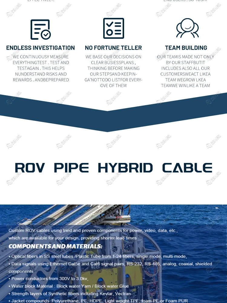 Rov Hybrid Umbilical Cable - Power, Optic Fiber, & Comm