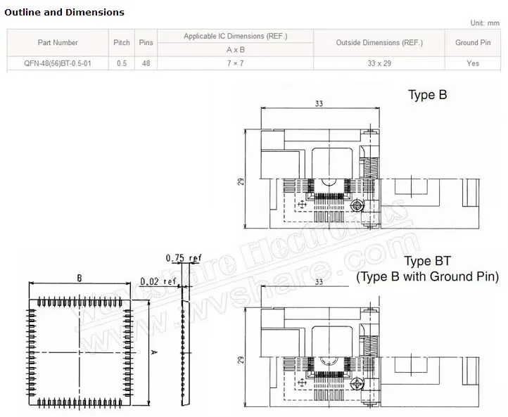 Enplas QFN48 Test Socket - 7x7 Mm, 0.5 Mm Pitch IC Burn-in