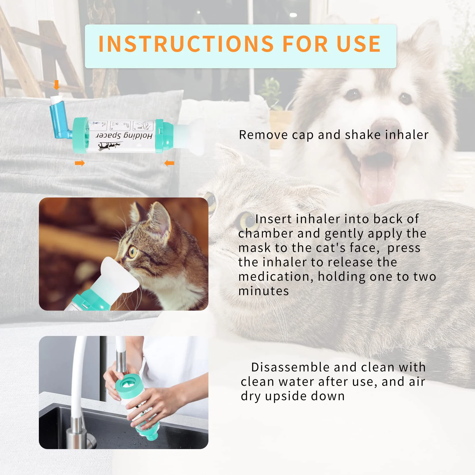 Aerosol Chamber Inhaler For Feline Exclusive Breathing - Helps Cats And ...