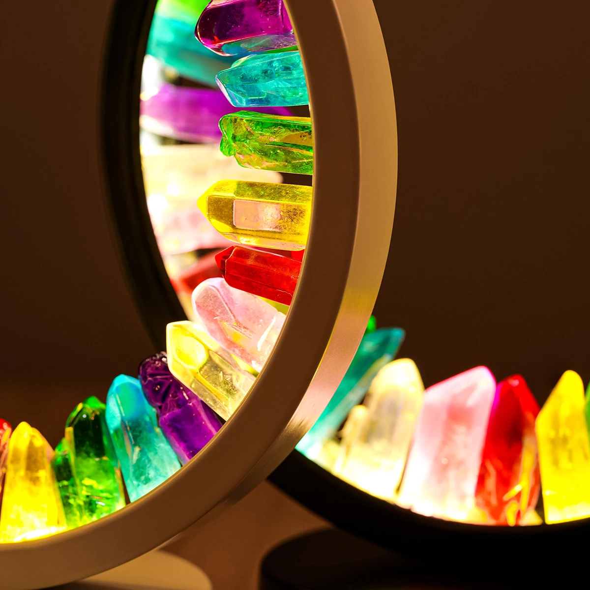 Natural Healing Crystal Stone Night Light Aura Rainbow Single Crystal ...