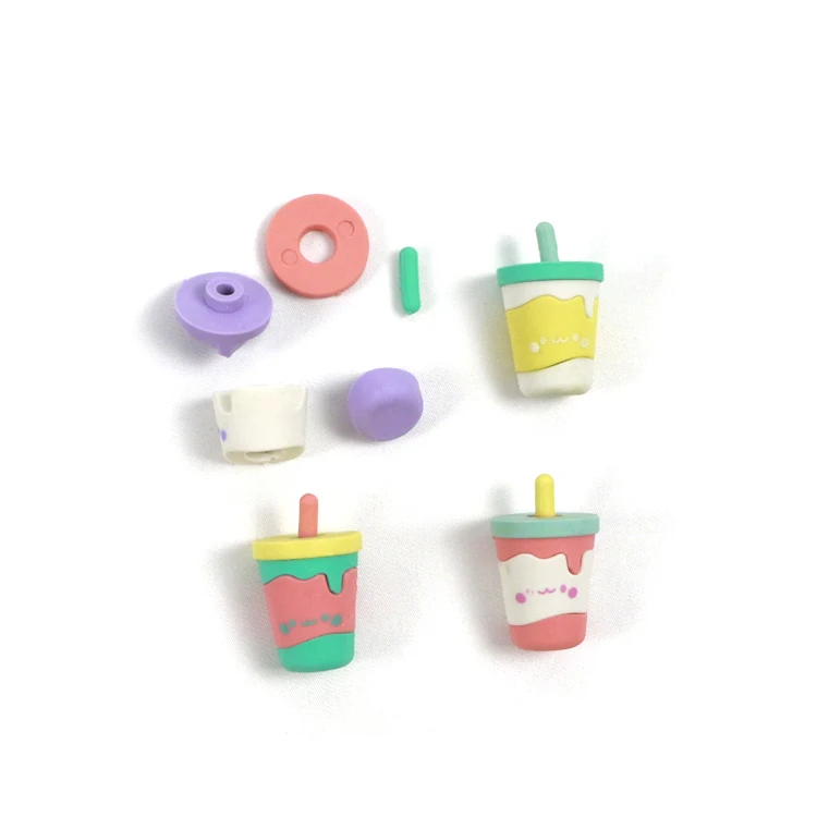 Soododo Kawaii Stationery School Custom Shape Sweet Drinks Eraser 4Pcs ...