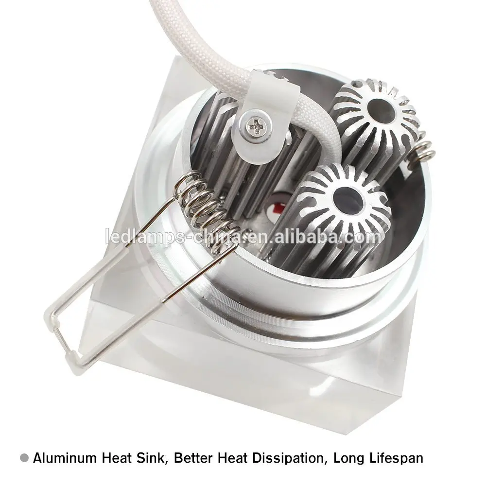 Square Ceiling Spot Crystal LED Downlight - 90ra 50000hrs