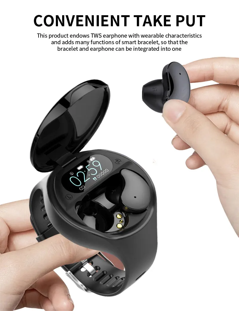 Amazon Hot Selling 2 In 1 Watch With Earbuds In-ear Earphones ...