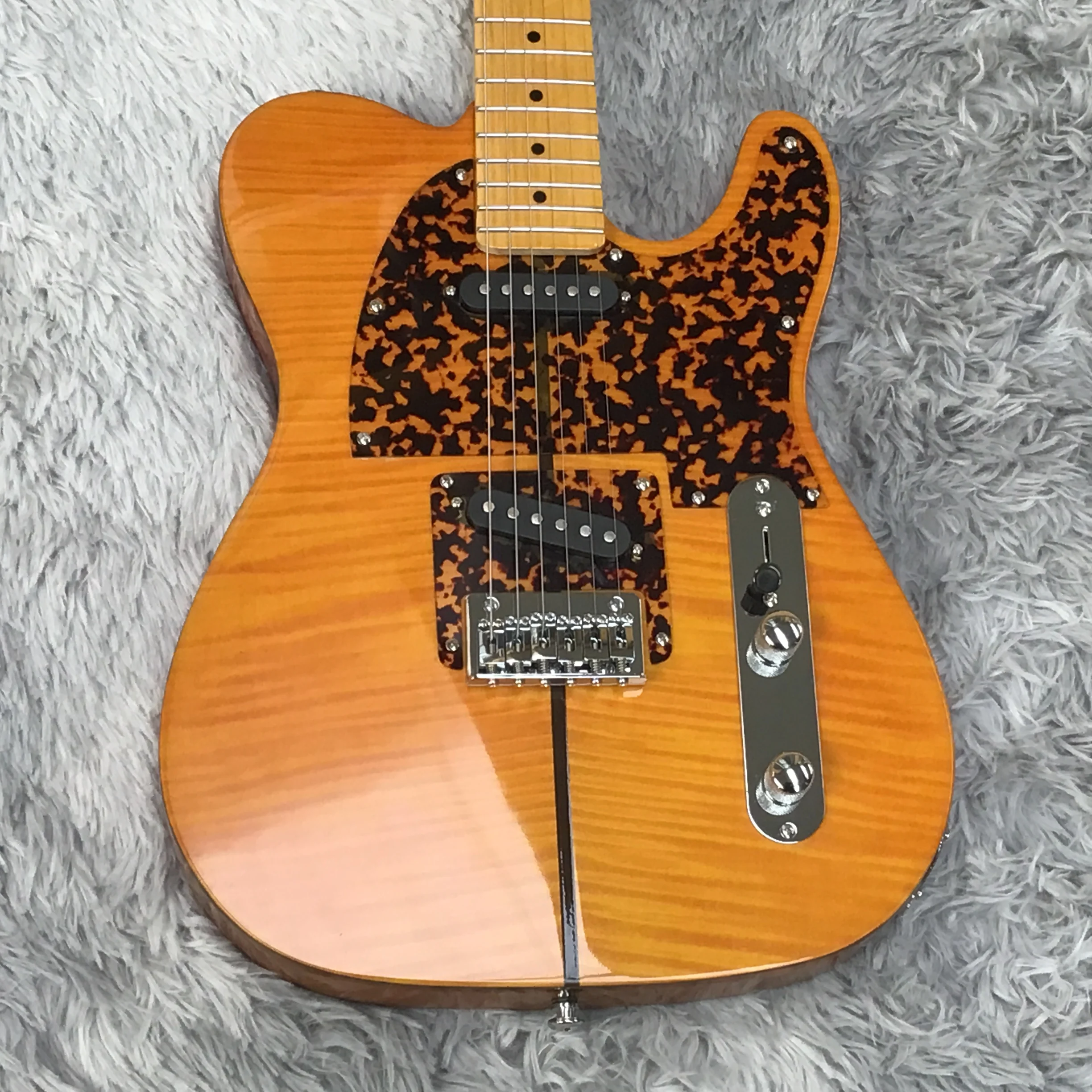 Prince Hs.ande.son Electric Guitar Mad Cat Amber Burst Flame Maple Top Body Orange Color Free ...