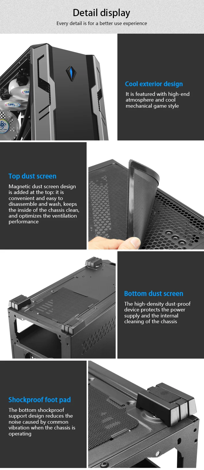 Computer Cases & Towers ATX Case Tempered Glass Side Plate Computer ...