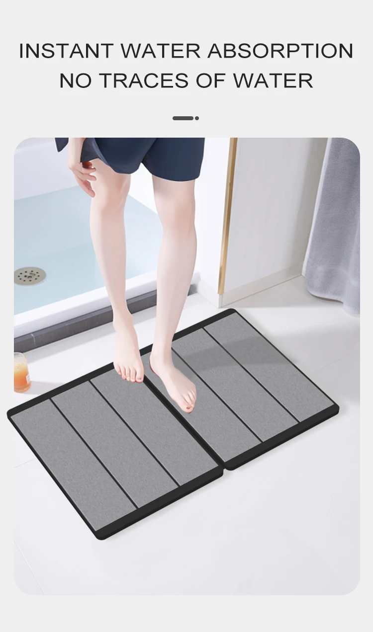 Luxury Anti-slip Diatomite Stone Bath Mat Water Absorbent Fast Dry ...