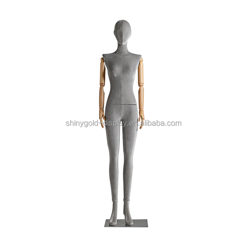 Wholesale Velvet Female Mannequin Wooden Flexible Arm Women Full Body ...