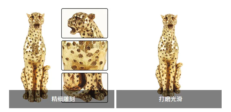 Gold Resin Leopard Statues - Elegant Home Decor