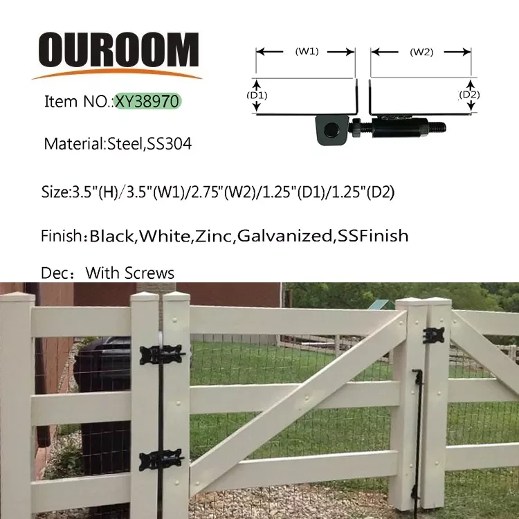 Heavy-Duty Steel Self-Closing Gate Hinges for Wooden Fences Soft Close ...