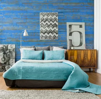 Navy Blue Hotel Room Wall Panel Interior Wall Cladding Comfortable ...