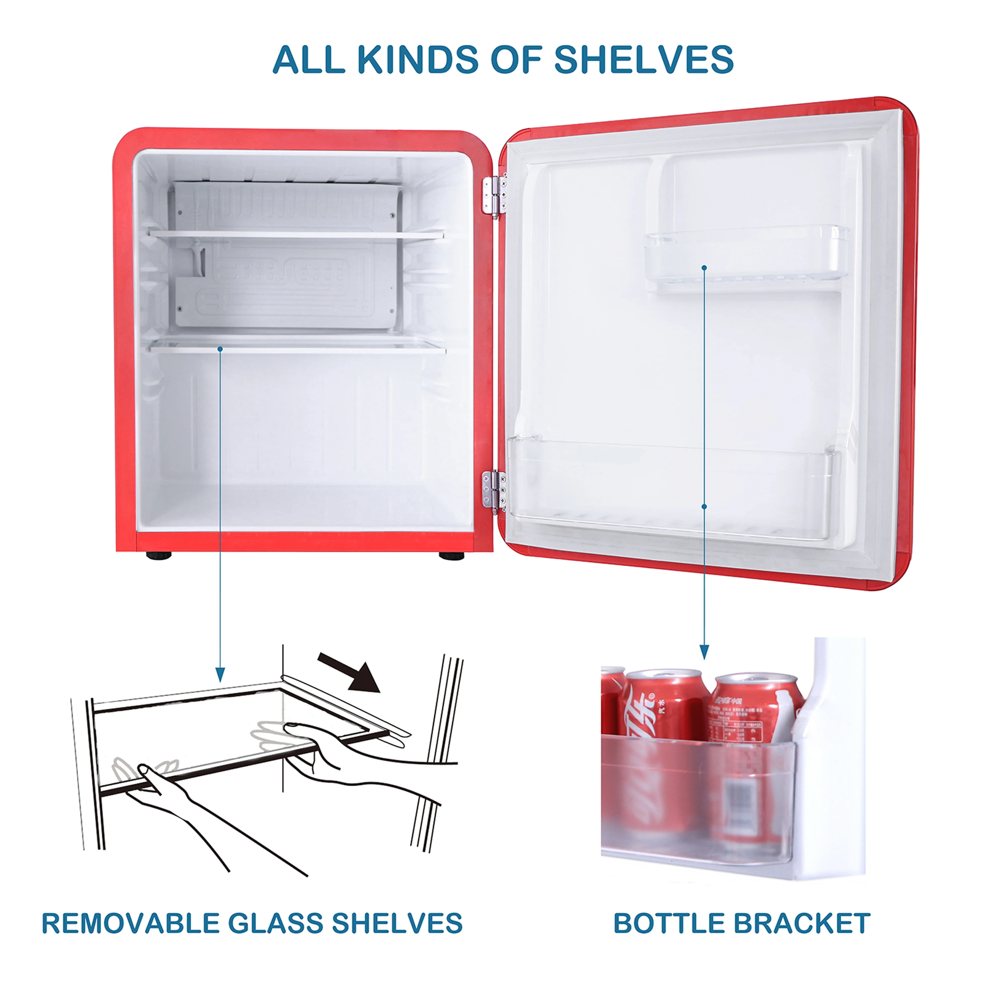 BC-46 Portable Retro 50 Litre Mini Bar Fridge - Hotel Use