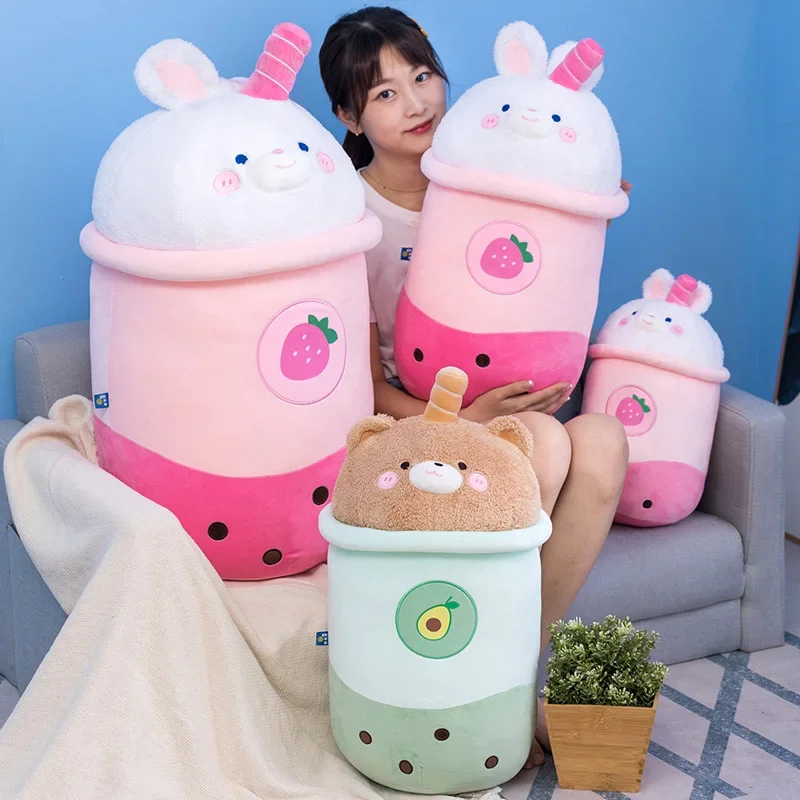 1pc Boba Plush Toy Soft Stuffed Ice Cream Surface Soft Drink Fruit ...