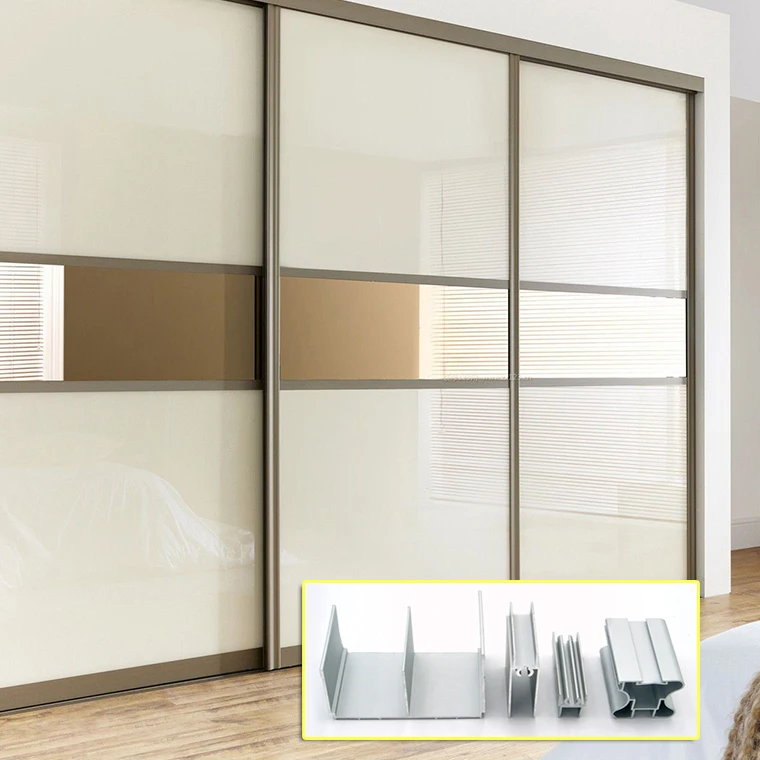 Wardrobe 6mm Glass Sliding Door Custom Industrial 6000 Series Aluminum ...