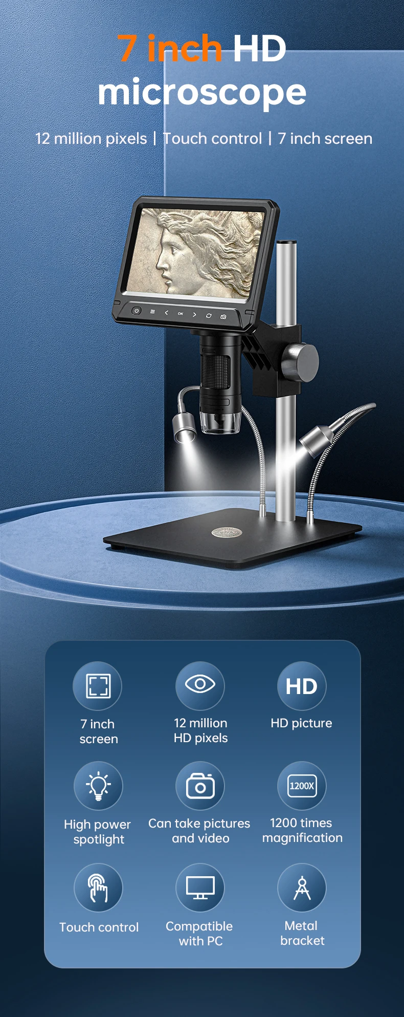 ANESOK Digital Electronics Microscope Camera Microscopio Amplification ...