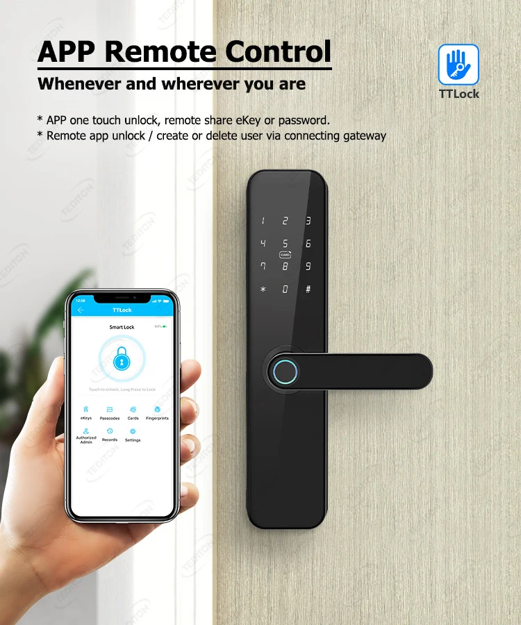 Tediton Smart TTlock App WiFi Intelligent Digital Smart Door Lock With Fingerprint| Alibaba.com