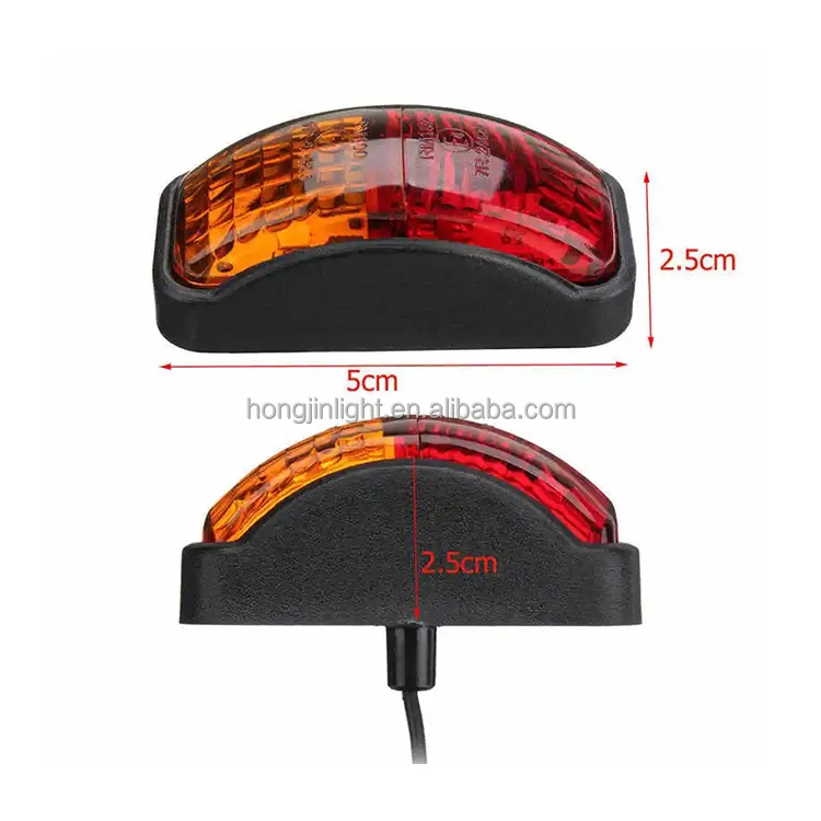 2 LED Amber+Red Dual Color Side Marker Tail Light Turn Signal ...
