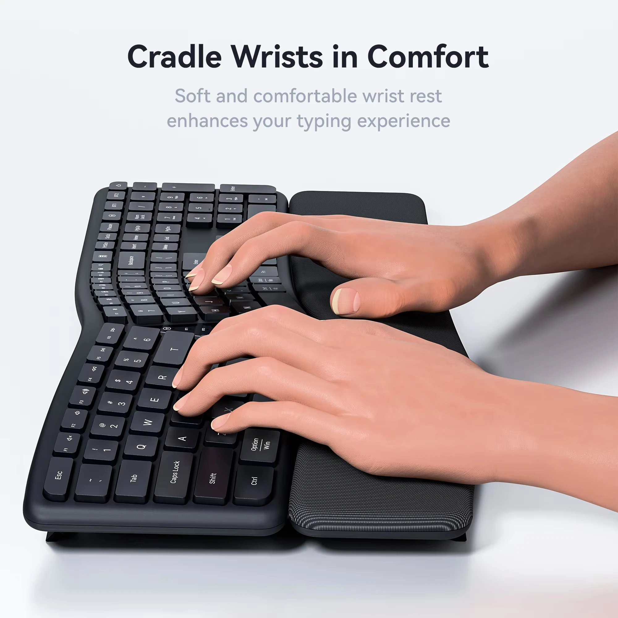 Ergonomic Bluetooth Dual-mode Split Keyboard with Cushioned Scissor ...