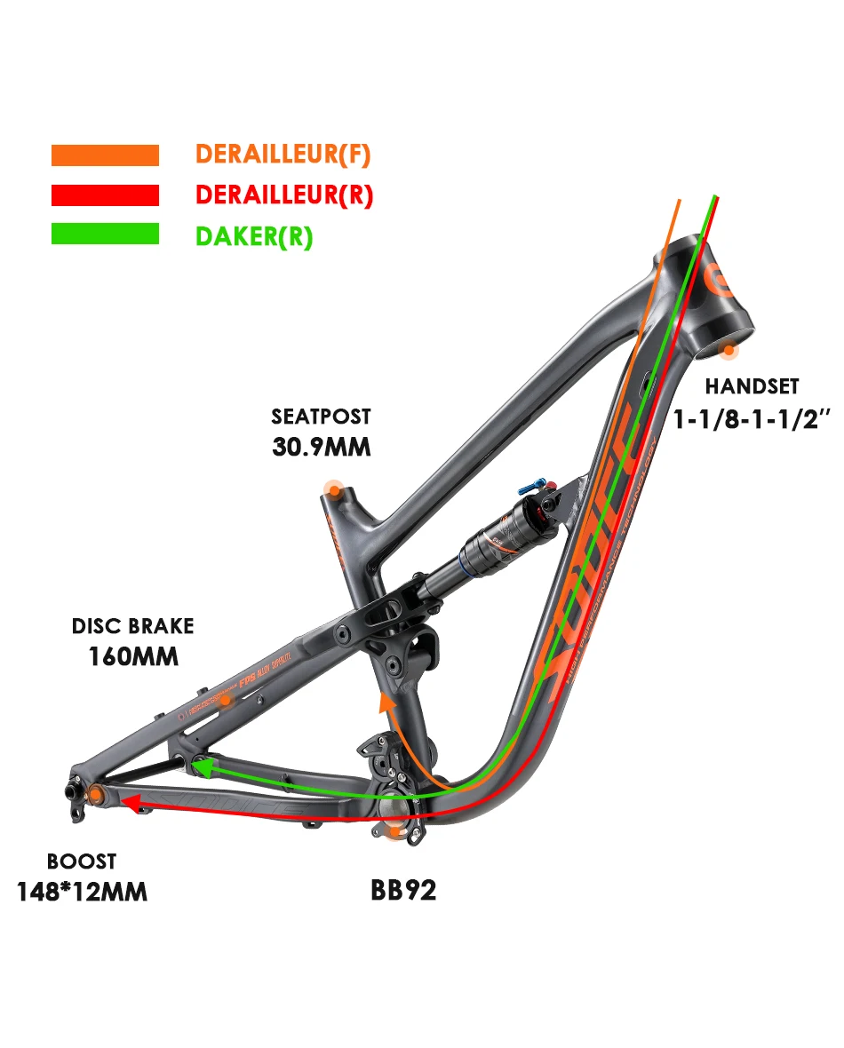 SODCE Aluminum Alloy Full Suspension MTB Frame for 24 Inch Youth Bike