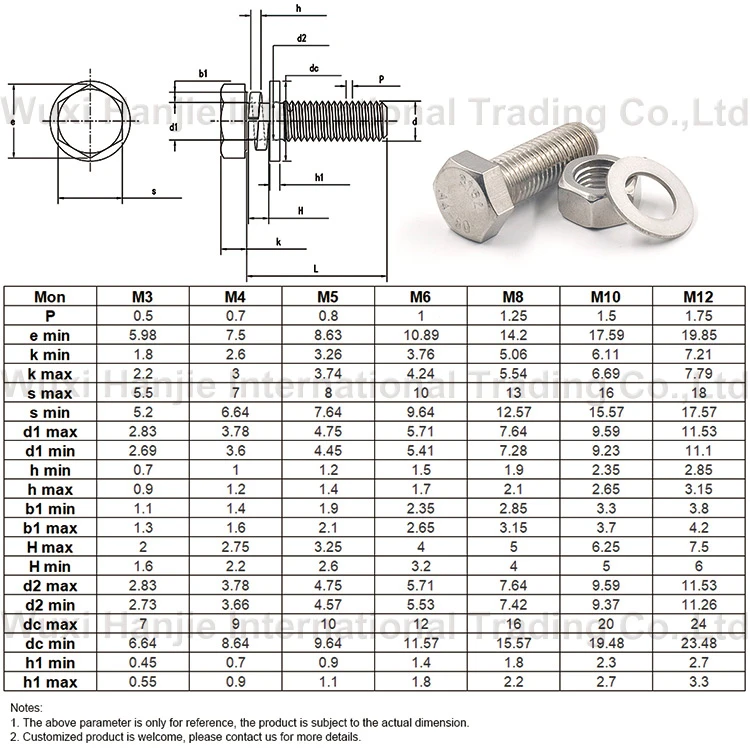 Bolts M6 M8 M10 Grade8.8 SS304 Steel Threaded Din931 Din933
