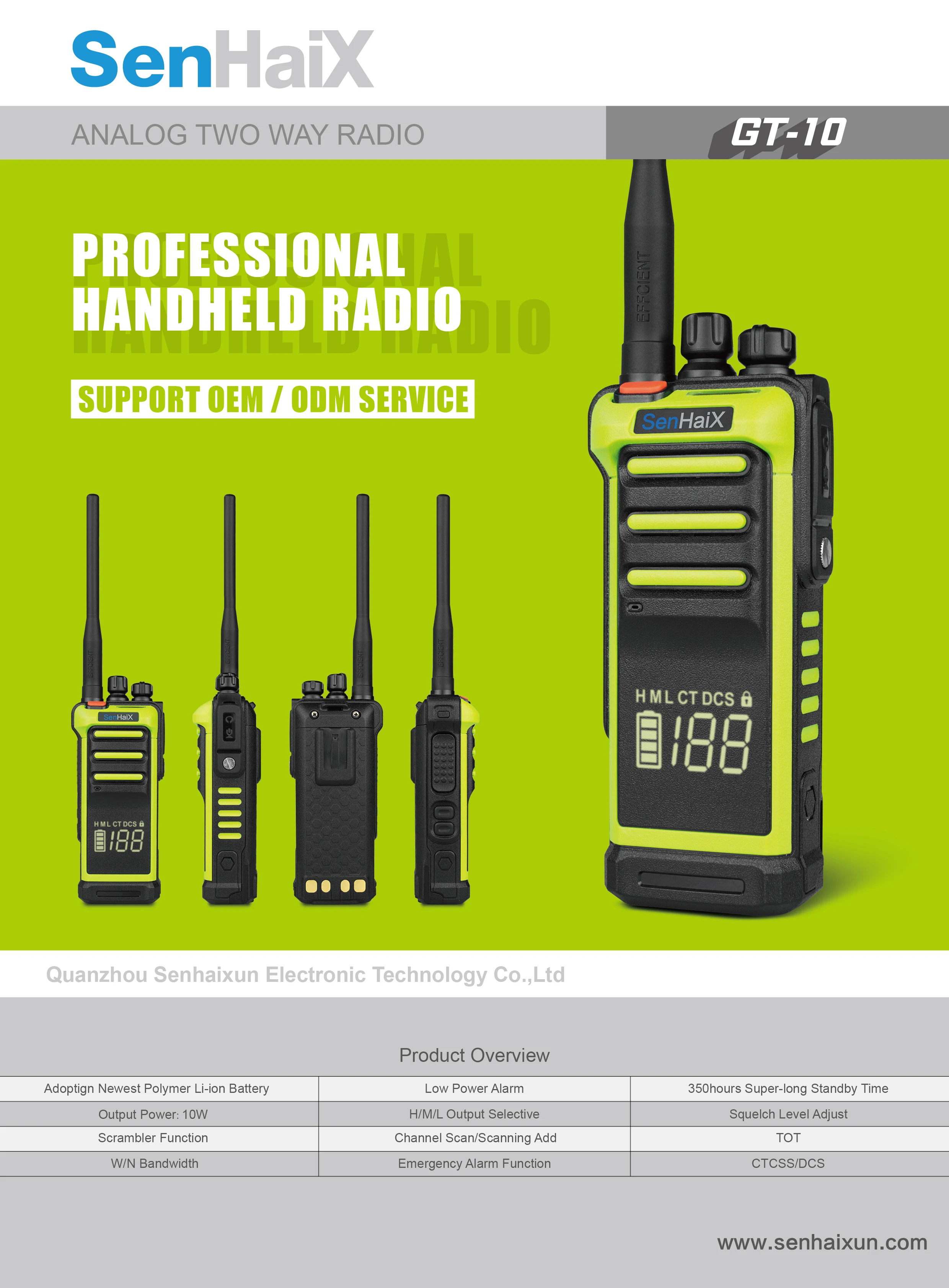 Senhaix GT-10 Long Radio Communication - 10W Power, 10 Miles Range
